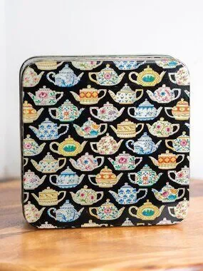 Storage & Organization | Rare Vintage Pat Albeck Tea Pot Metal Tin Box ...